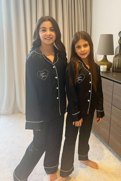 Mini Love you black satin embroidered pyjamas – Glamify Famous For ...