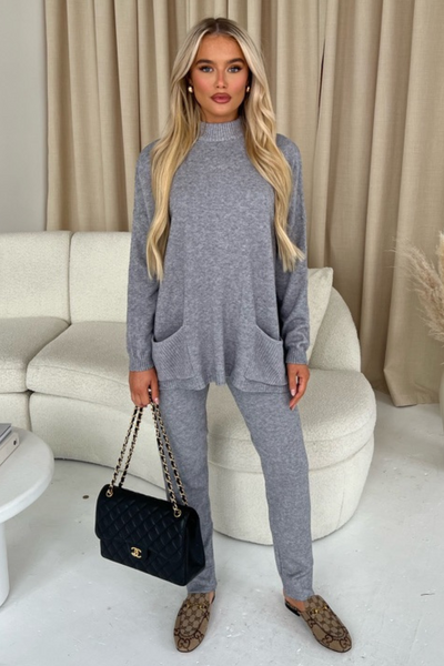 Penelope grey knitted loungewear set – Glamify Famous For Loungewear