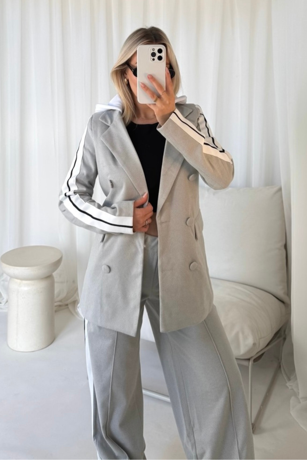 Dani grey hooded blazer co ord – Glamify Famous For Loungewear