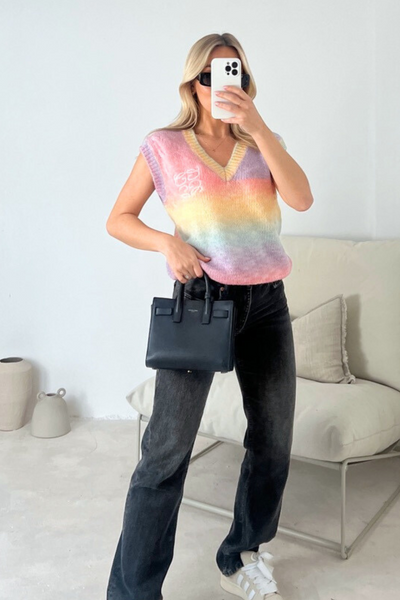 Gege embroidered Multi Colour Knitted vest – Glamify Famous For Loungewear