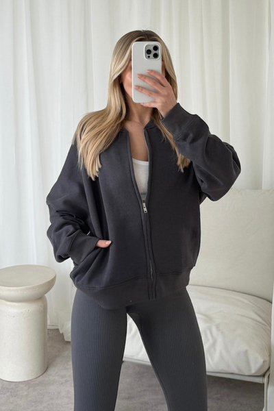 Kayla steel grey bomber jacket and legging set – Glamify Famous For ...