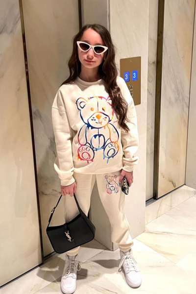 Mini teddy drip ecru oversized sweater loungewear set – Glamify Famous ...