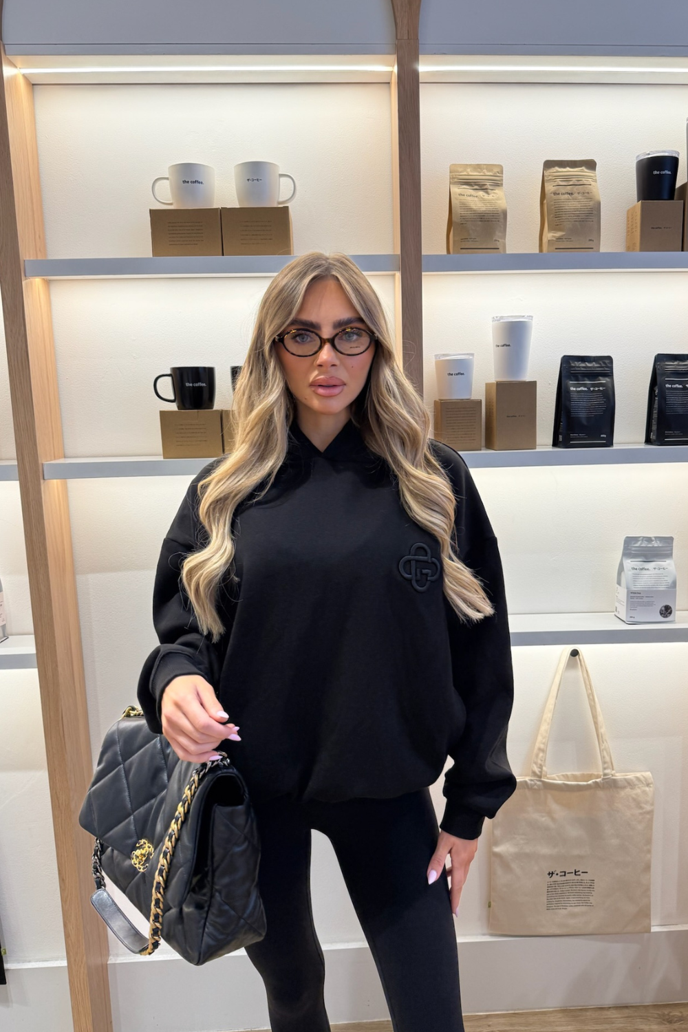 G MONOGRAM BLACK EMBROIDERED HOODIE – Glamify Famous For Loungewear