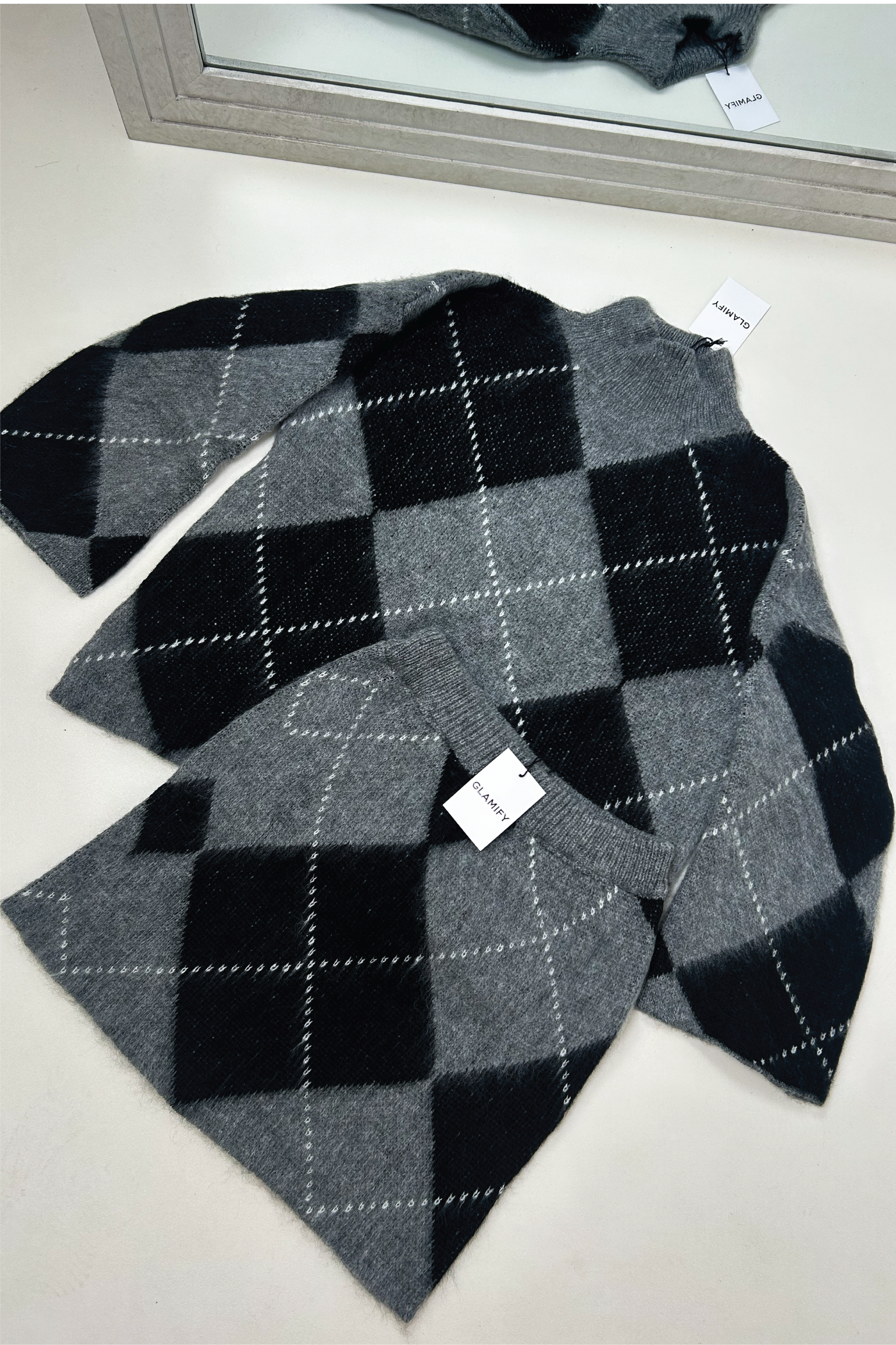 MITZI GREY BLACK CHECKED KNITTED SKIRT – Glamify Famous For Loungewear