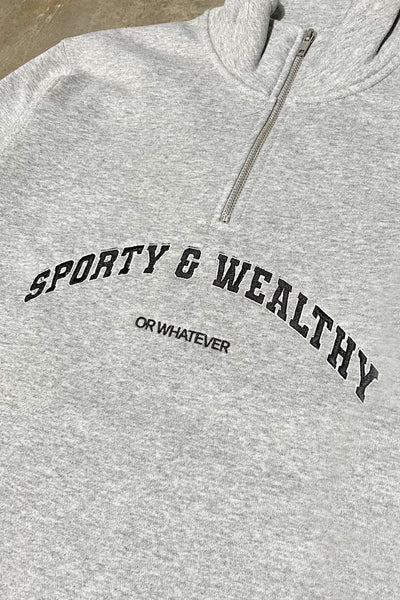 Sporty or whatever grey embroidered 1/4 zip sweater – Glamify Famous ...